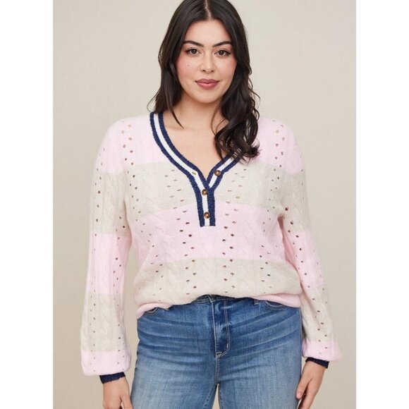 torrid | Sweaters | Torrid Size 3 3x Vegan Cashmere Pink Striped Cable ...